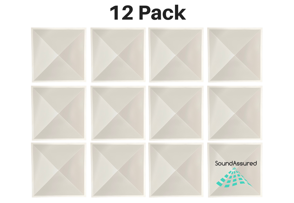 Big Pyramid Diffuser Panels - 12 Pack - PVC - White Color - 3D Wall An ...