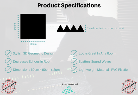 12 Pack - PVC Geometric 3D Wall Panel For Sound Diffusion - Modern 3D ...