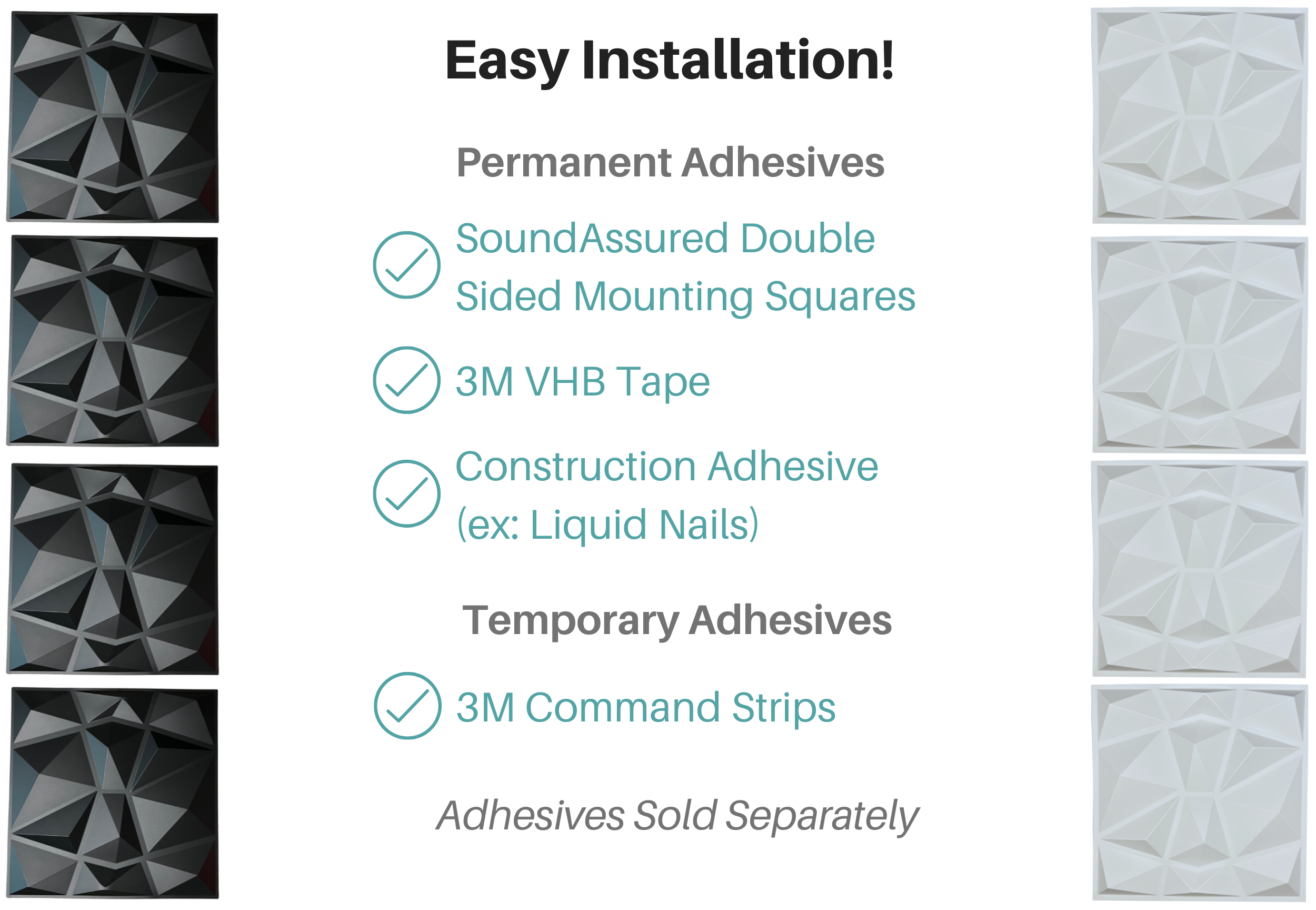 12 Pack - PVC Geometric 3D Wall Panel For Sound Diffusion - Modern 3D ...