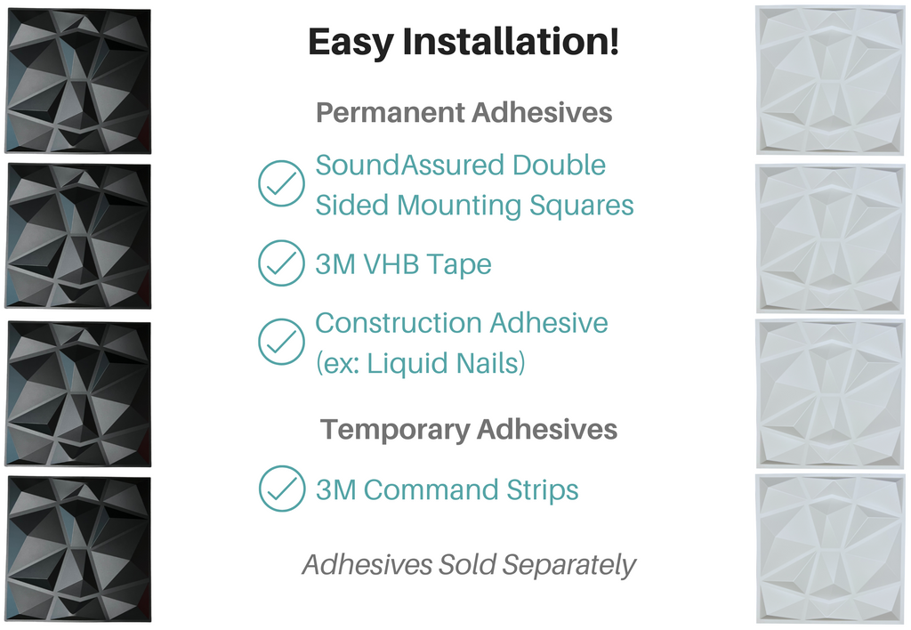 12 Pack - PVC Geometric 3D Wall Panel For Sound Diffusion - Modern 3D ...