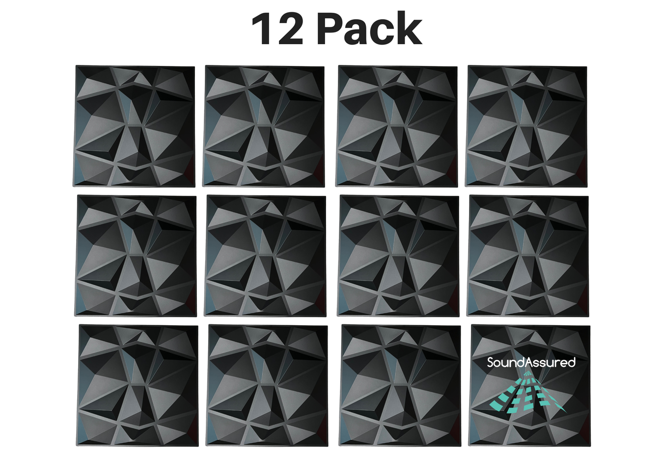 12 Pack - PVC Geometric 3D Wall Panel For Sound Diffusion - Modern 3D ...
